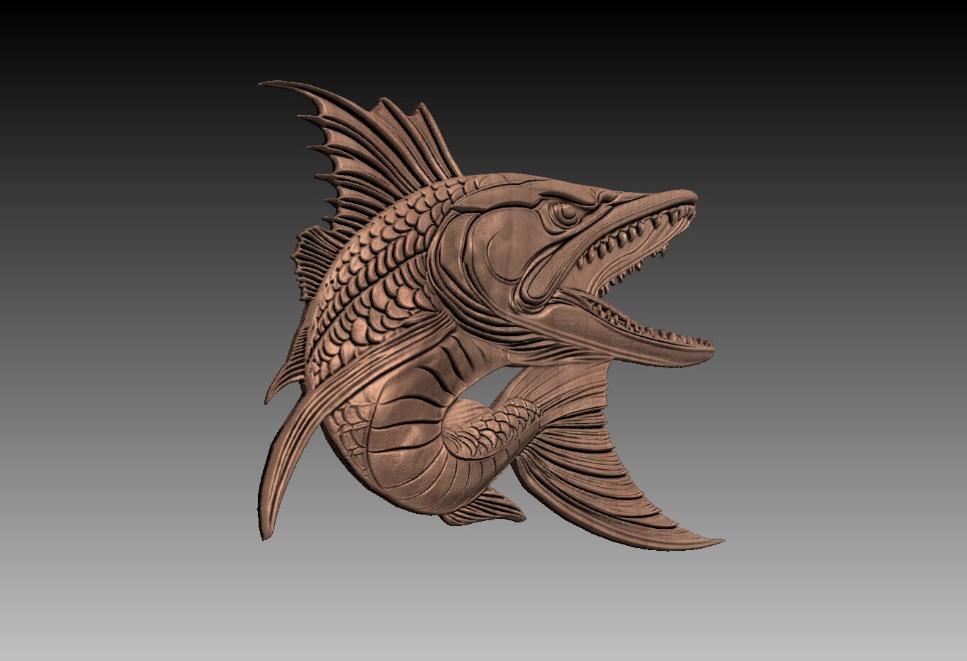 Barracuda Wall Decor STL Model CNC Router Engraver Artcam Aspire CNC ...