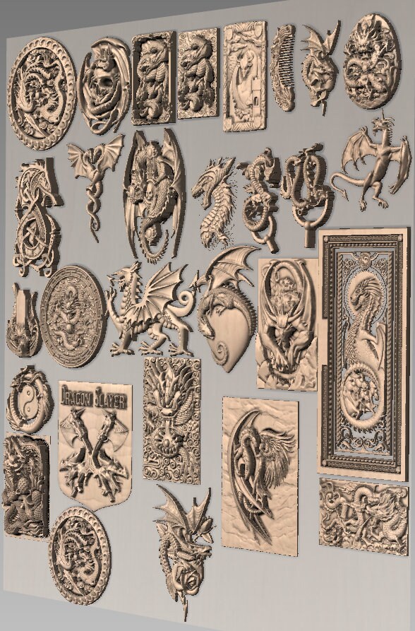29 STL Dragon Files for Cnc Carvin 3D STL Model, Asia, Religion, Decor ...