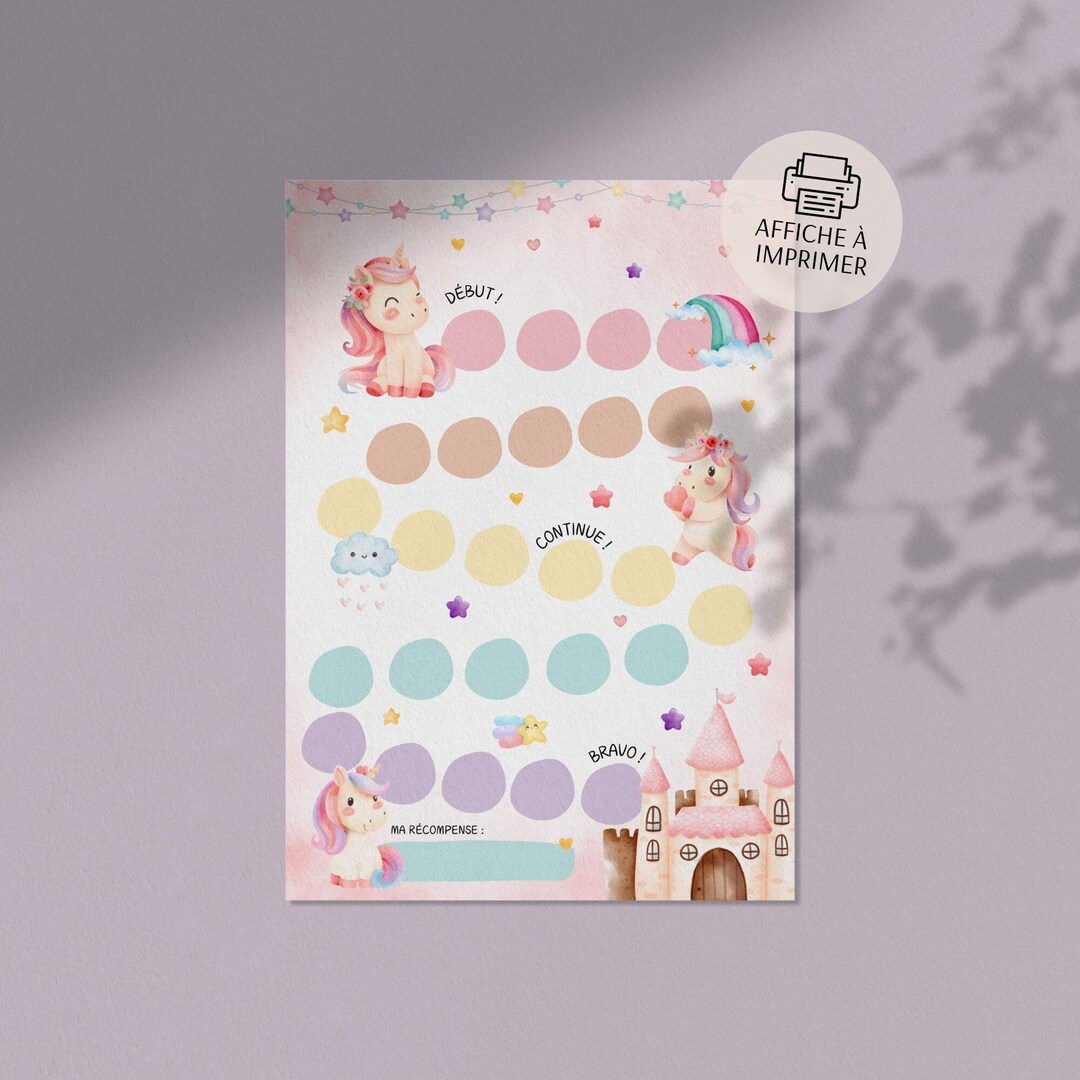 Unicorn Reward Chart, Printable Unicorn Behavior Chart French - Etsy
