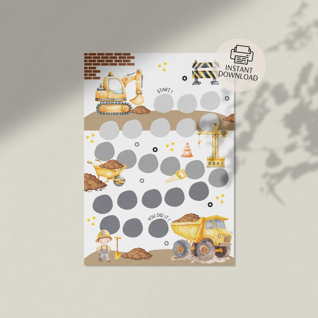 Construction Reward Chart, Printable Construction Kids, Instant ...