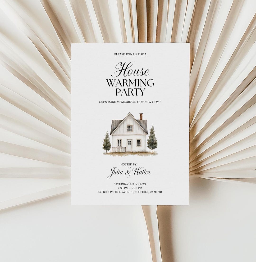Rustic Housewarming Invitation – Watercolor Home Design | Editable ...