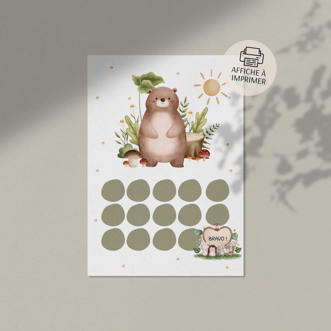 Bear Reward Chart, Printable Reward Poster for Kids - Etsy