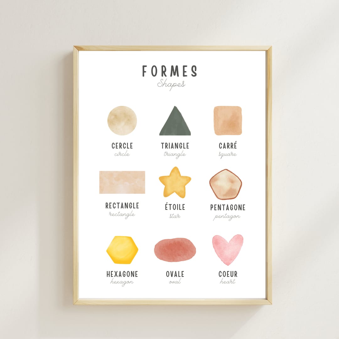 Poster to Print: Shapes in French and English Educational - Etsy