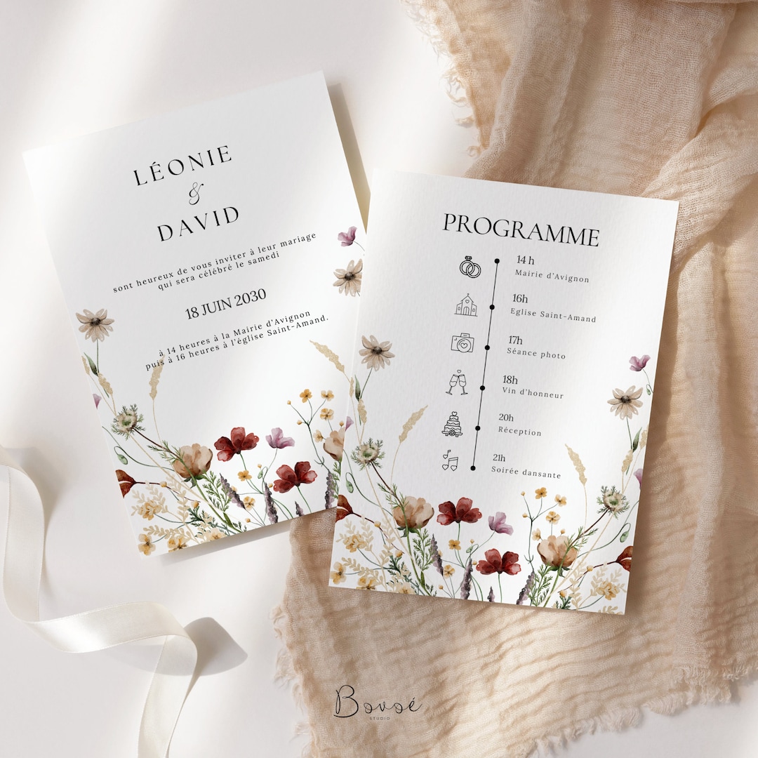 Invitation mariage : Faire-part, Programme, Carte d'invitation et ...