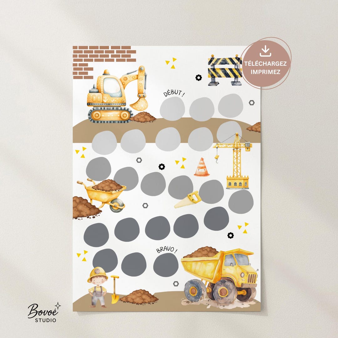 Construction Reward Chart, Behavior Motivation Chart in French and ...