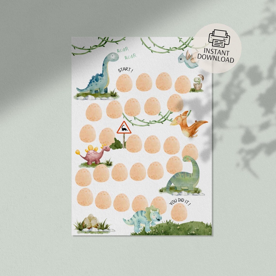 Dinosaur Reward Chart, Printable Behavior Chart, Daily Task Chart ...