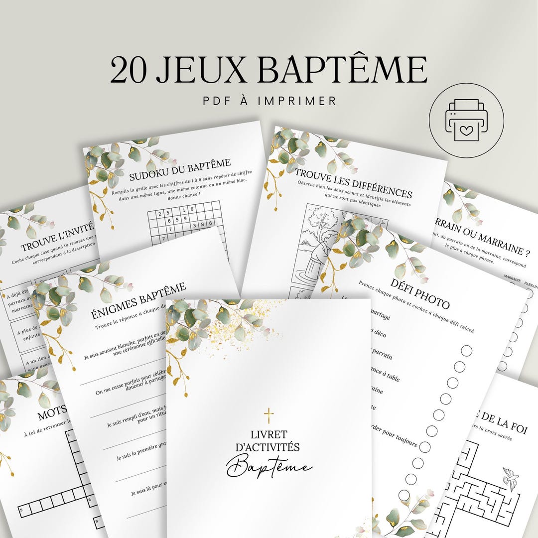 Printable Baptism Games: 20 Fun and Original Activities for Baptism ...
