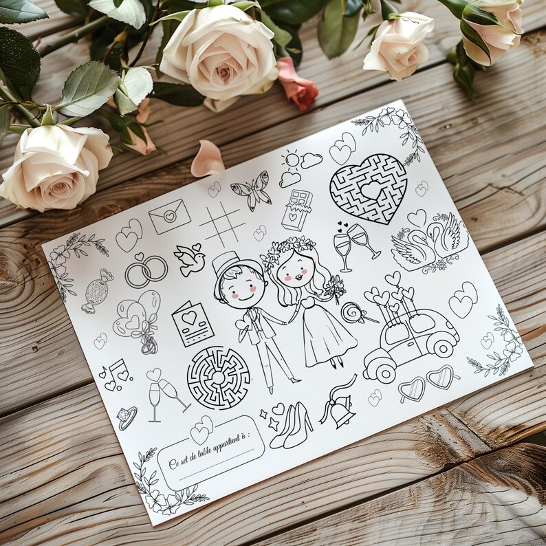 Wedding Coloring and Activity Set for Kids, Wedding Coloring Mat ...
