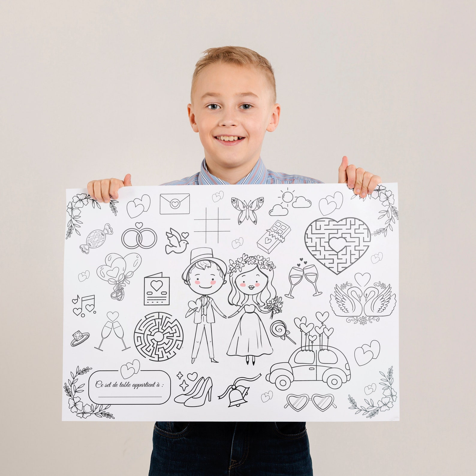 Wedding Coloring and Activity Set for Kids, Wedding Coloring Mat ...