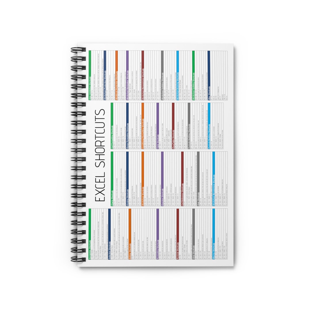 Excel Shortcut Notepad Daily Notepad With 100 Best Shortcuts On Front Cover Etsy