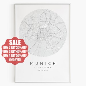 Munich Map Print Munich Map Poster Munich City Germany - Etsy