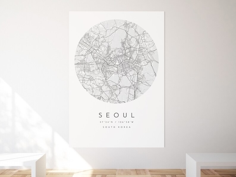 Seoul Map Print Seoul Map Poster Seoul City South Korea - Etsy