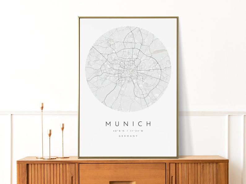 Munich Map Print Munich Map Poster Munich City Germany - Etsy