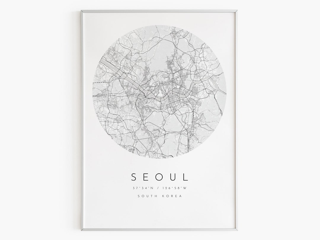 Seoul Map Print Seoul Map Poster Seoul City South Korea - Etsy