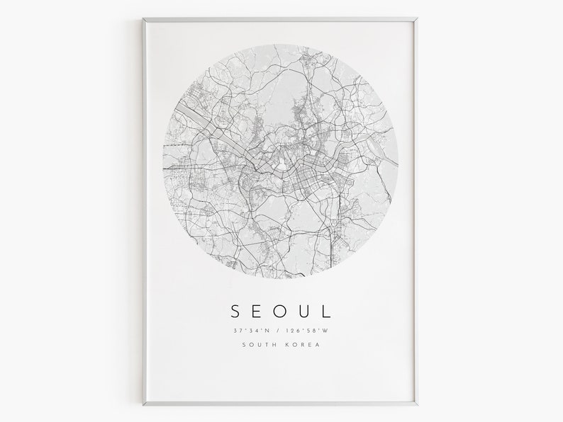 Seoul Map Print Seoul Map Poster Seoul City South Korea - Etsy