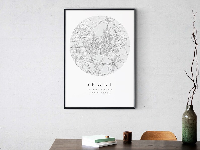 Seoul Map Print Seoul Map Poster Seoul City South Korea - Etsy