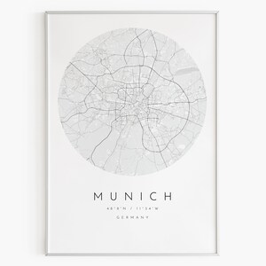 Munich Map Print Munich Map Poster Munich City Germany - Etsy