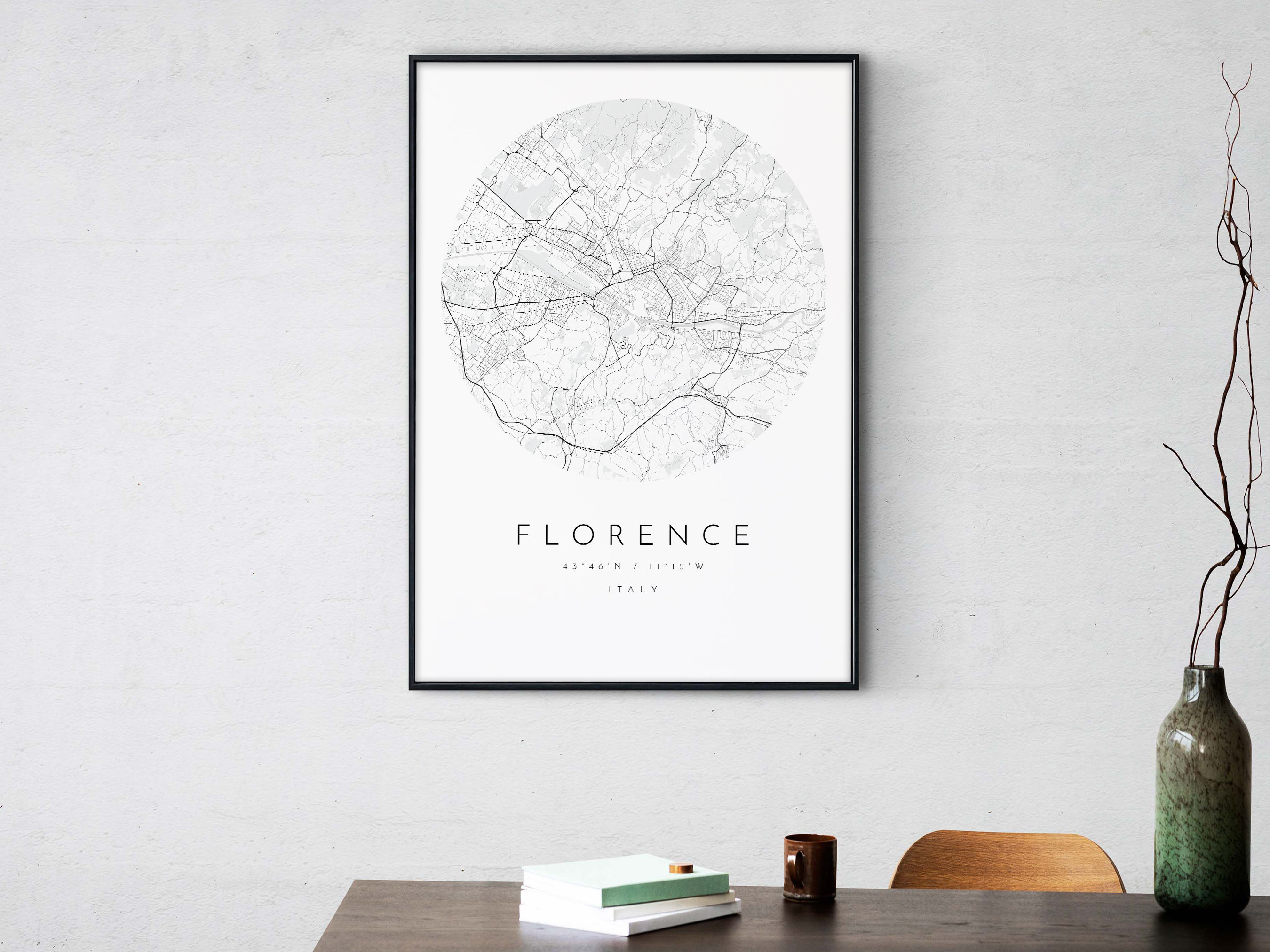 Florence Map Print Florence Map Poster Florence City Italy - Etsy