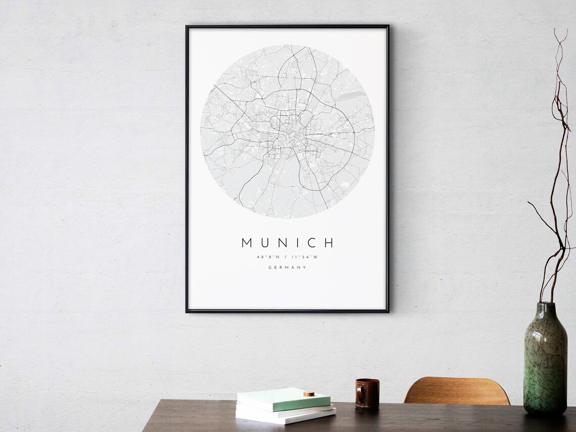 Munich Map Print Munich Map Poster Munich City Germany - Etsy