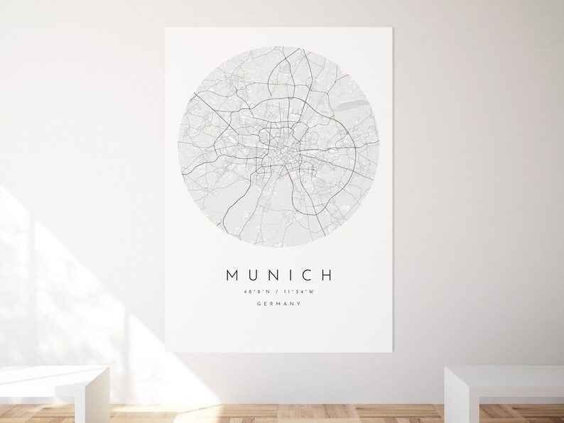 Munich Map Print Munich Map Poster Munich City Germany - Etsy