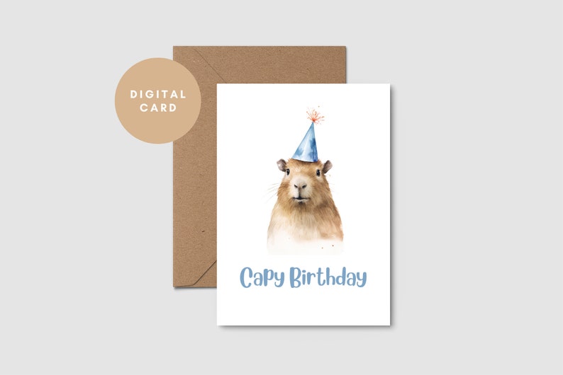 Capy Birthday Card // Happy Birthday Card // Capybara Card // Printable ...