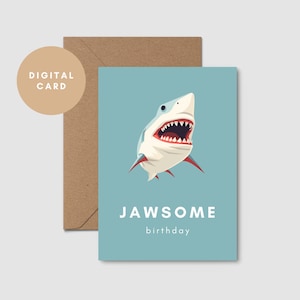 Jawsome Birthday Card // Shark Birthday Card // Printable Birthday Card ...