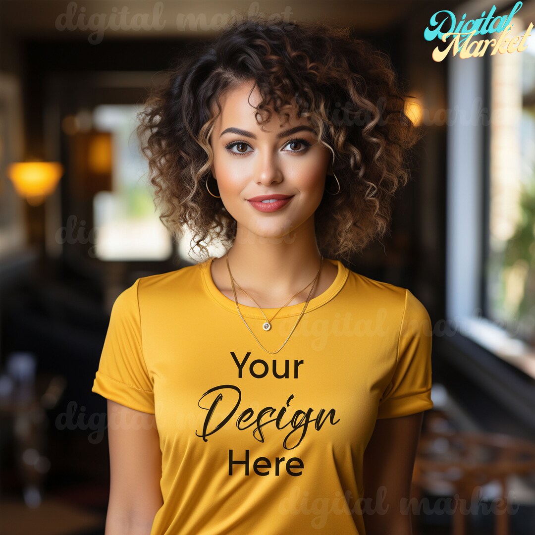 Gold Bella Canvas Mockup, Female Model Mock, Gold Mockup, Lifestyle ...