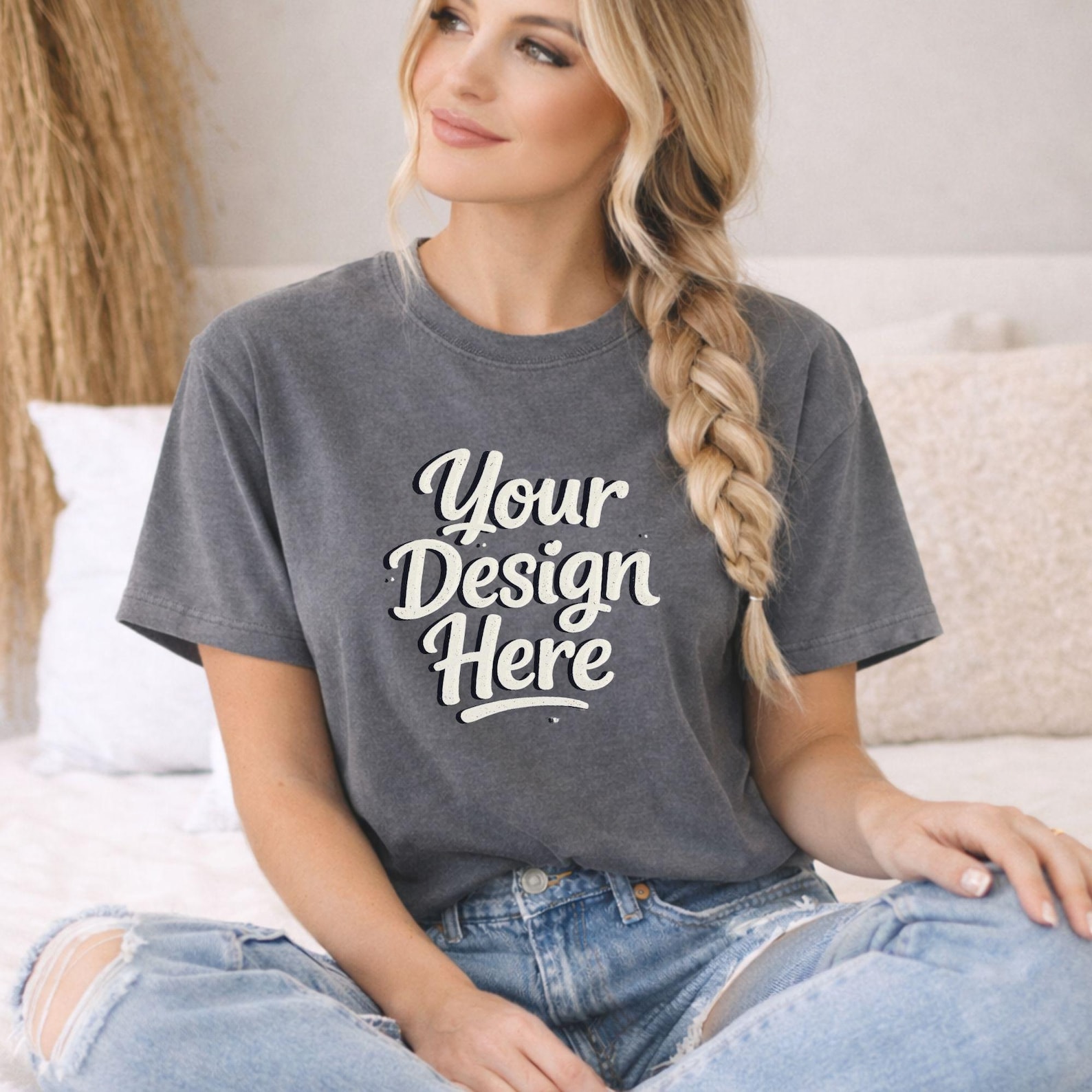 Graphite Comfort Color Shirt Mockup, Women T-shirt Comfort Colors ...
