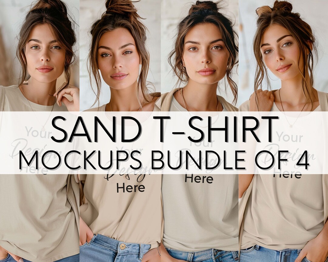 Gildan 5000 Sand Mockup, G5000 Tan Mock-up, Oversized Tee Shirt Mockup ...