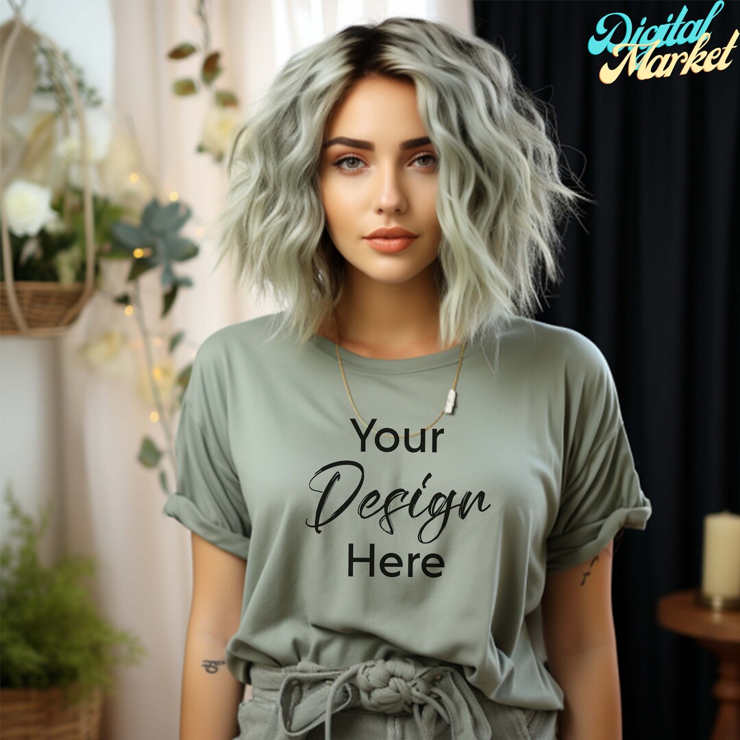 Comfort Colors C1717 Sage Shirt Mockup, Tshirt Mockup, Green Tee Mockup ...