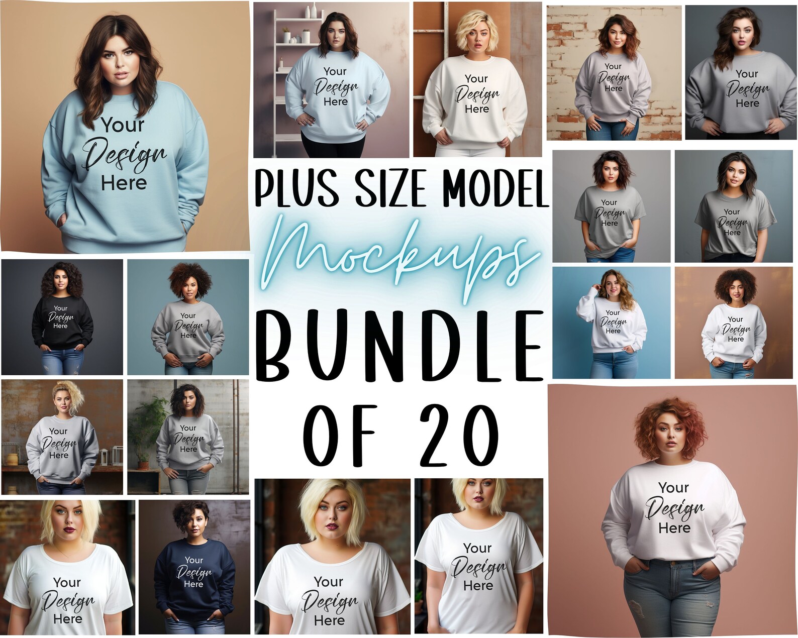 Plus Size Model Mockup Bundle, Curvy Girls Model Mockups Bundle, Plus ...