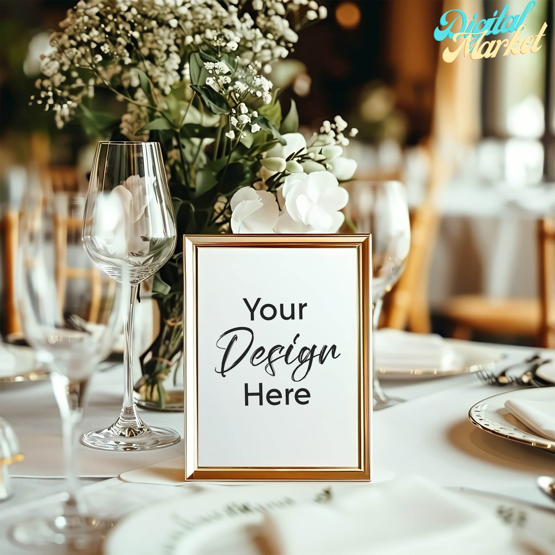 Framed Table Number Mockup Bar Menu Mock up Wedding Sign Mock Table ...