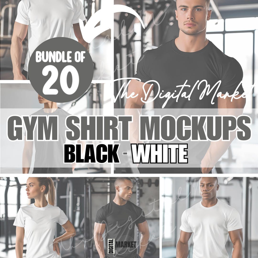 Gym Shirt Mockup Bundle, Fitness Apparel Mockup, Activewear Model ...
