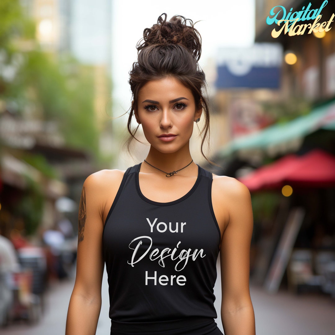 Black Racerback Tank Mockup, Next Level 1533 Mockup, Black Tank Mockup ...