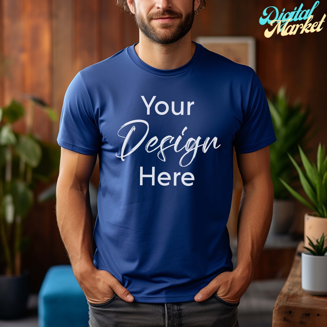 Royal Gildan 5000 Male Tshirt Mockup, Mockup Gildan 5000, Royal 5000 ...