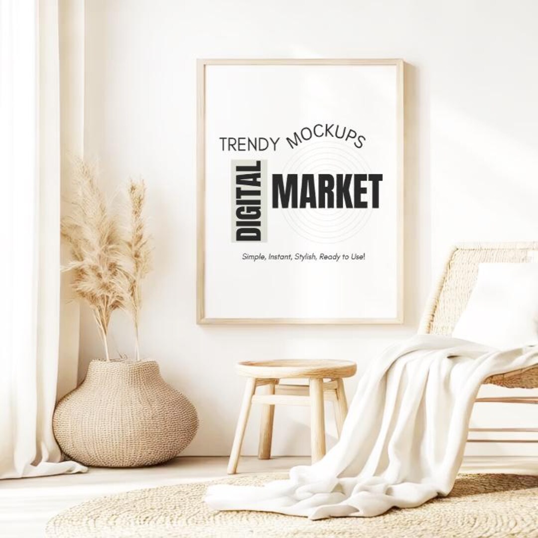 Portrait Canvas Video Mockup, Vertical Digital Moving Scene Template ...