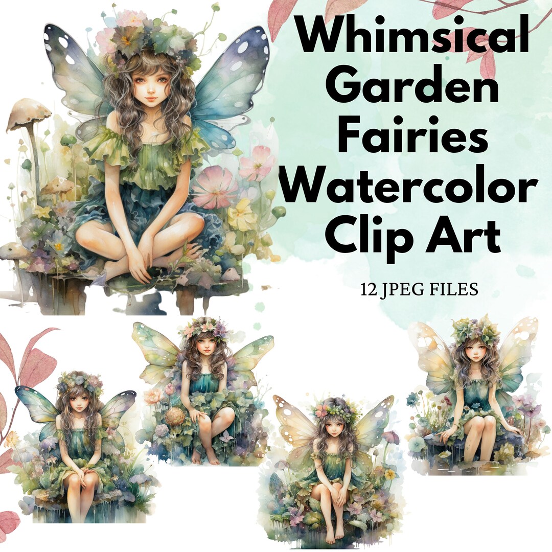 Garden Fairies Watercolor Clipart Bundle of 12 JPEG High - Etsy