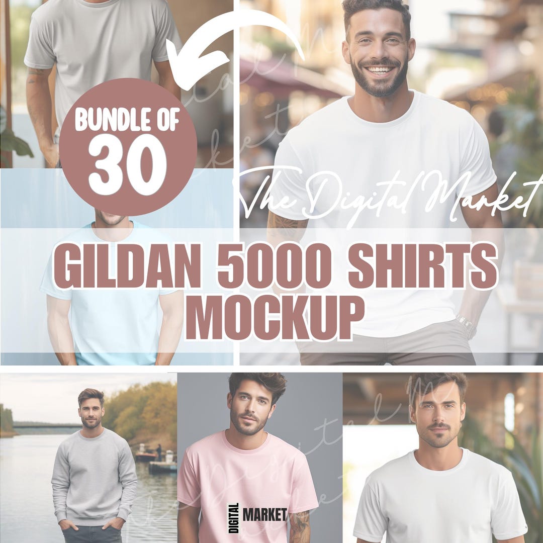 Gildan 5000 Mockup Bundle, Men’s Shirt Mockups, Gildan Shirt Collection ...