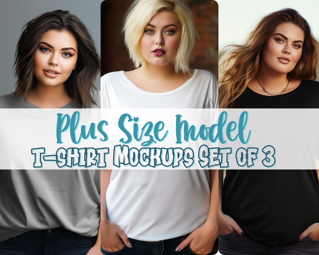 Plus Size Shirts, Plus Size Model Mockup Set of 3, T-shirt Mockups ...