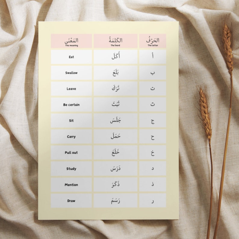 Arabic Verb Cards , Arabic Flashcards, Arabic Workbook, Arabic Verbs ...