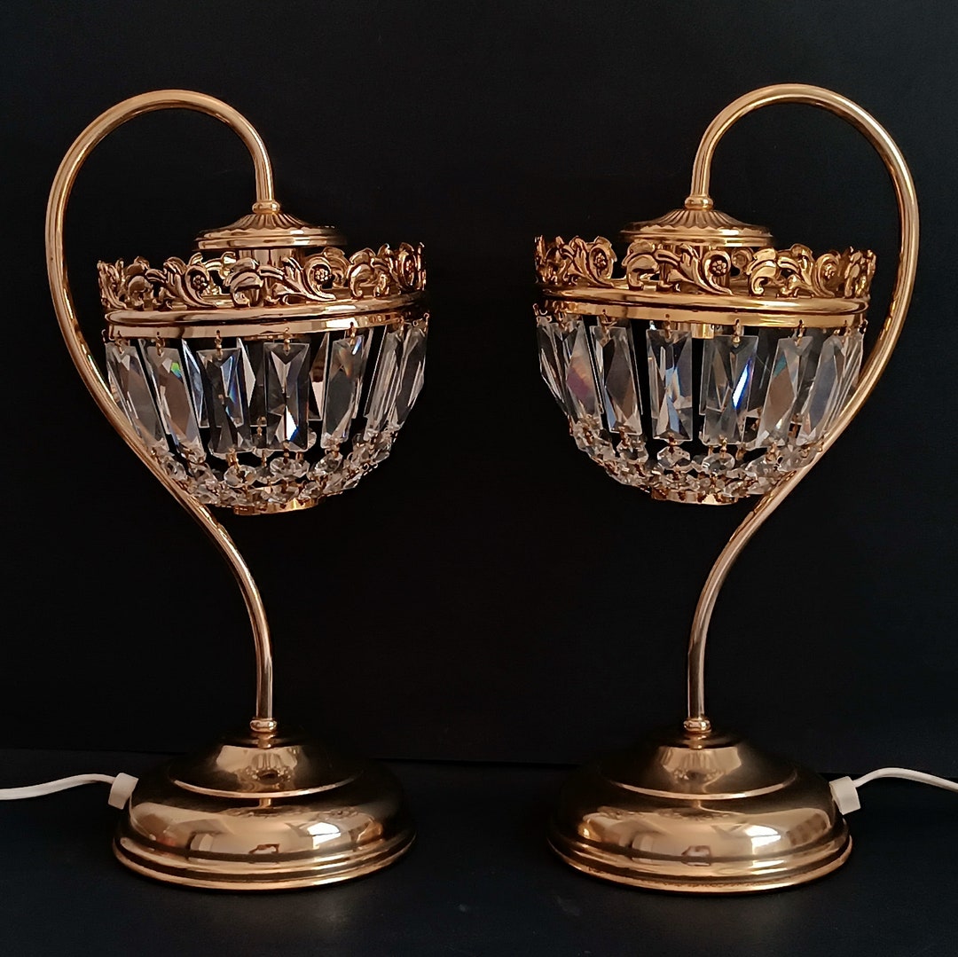 Set of 2 Small Antique Table Lamps Collectible Bedside Lamps With ...