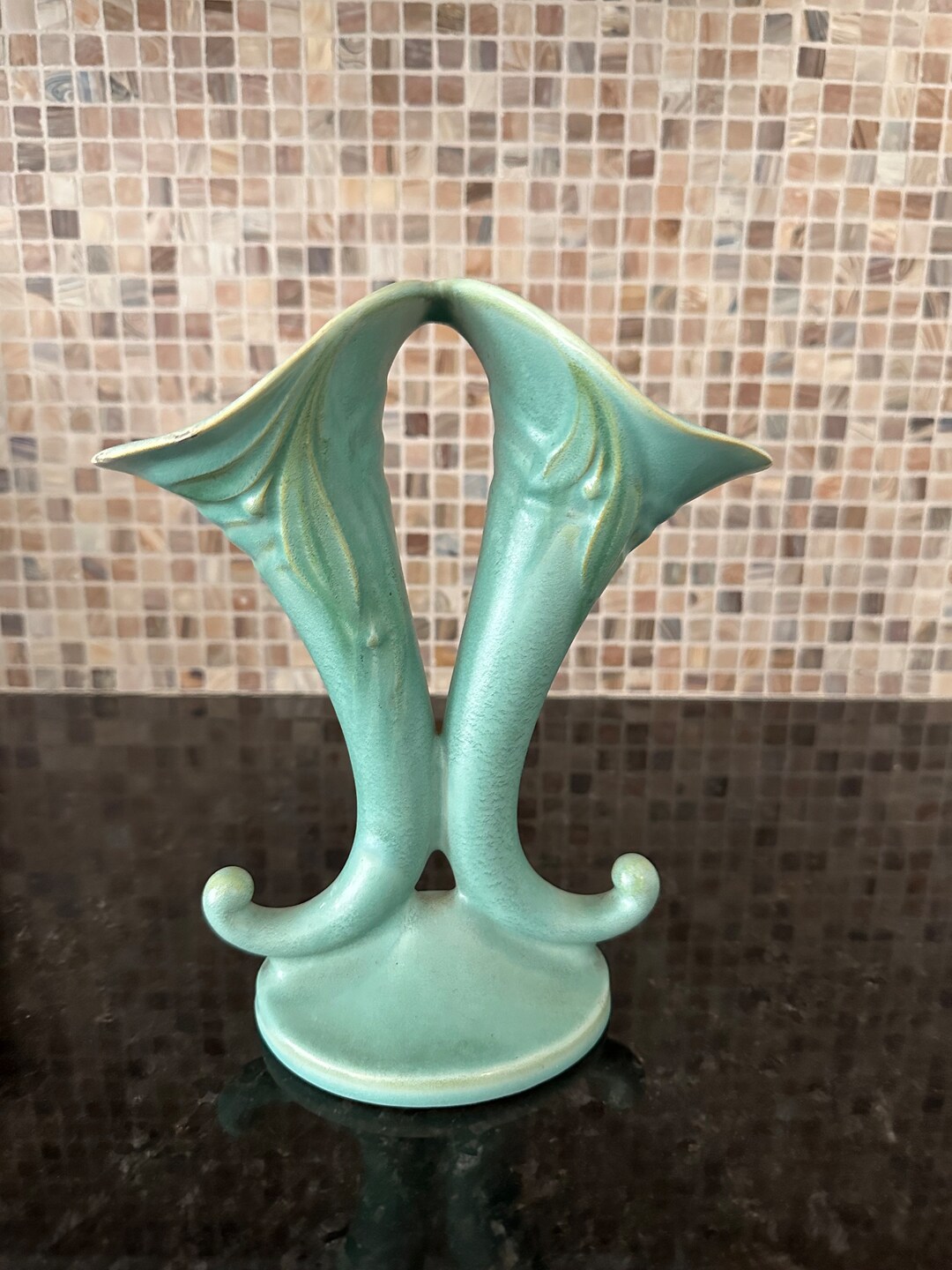 Vintage Roseville Rare Mint Double Horn Cornucopia Shape 145-8 Aqua ...
