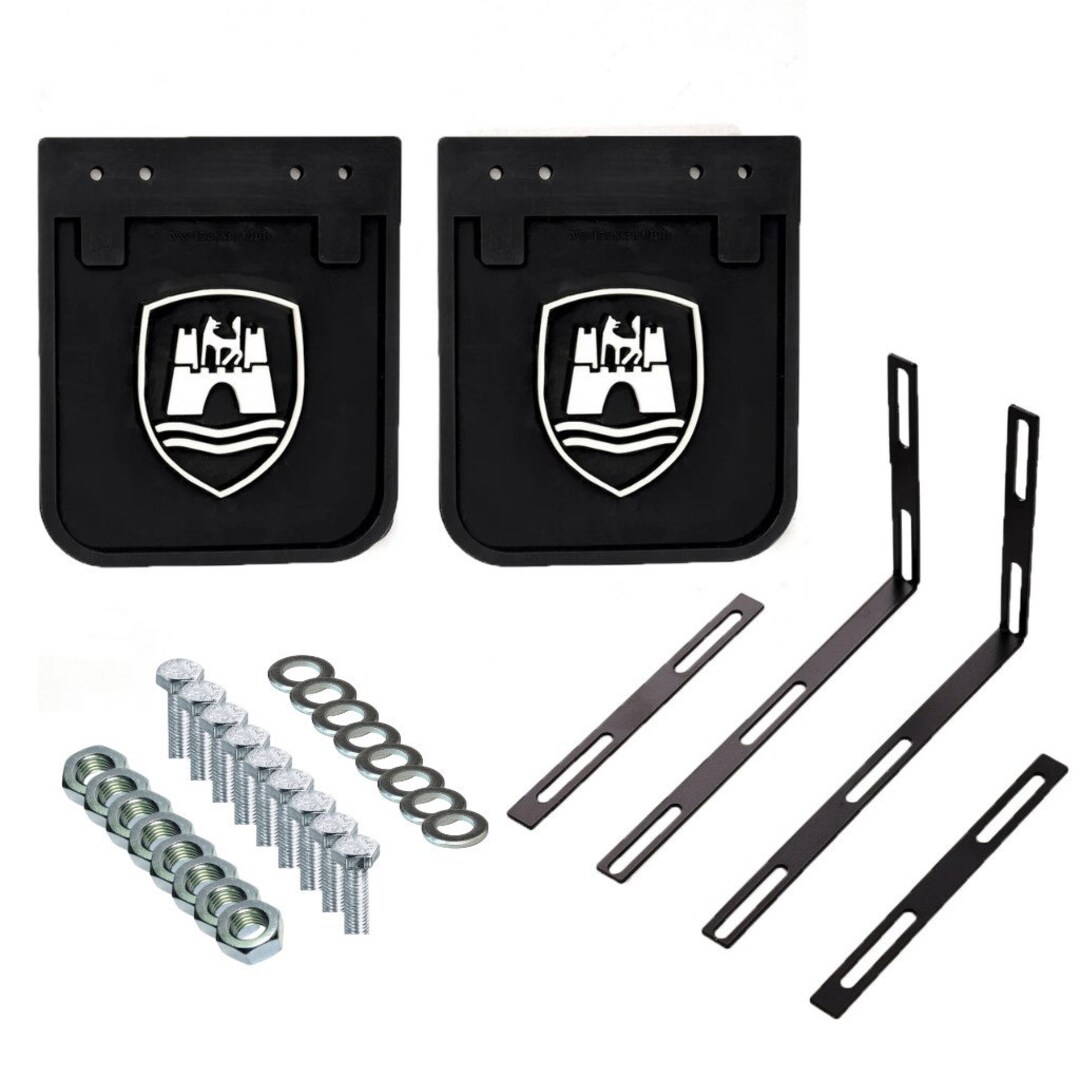 VW T1 T2 Bus Black Mud Flaps With Wolfsburg Emblem & Brackets - Etsy