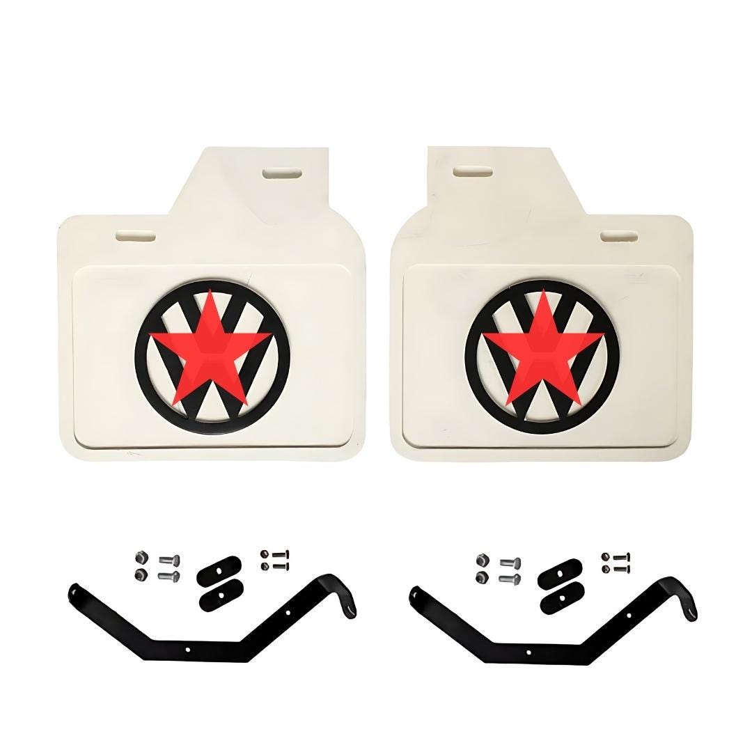 Mud Flaps With VW Emblem Pair White Color Compatiple With 1300 1302 ...
