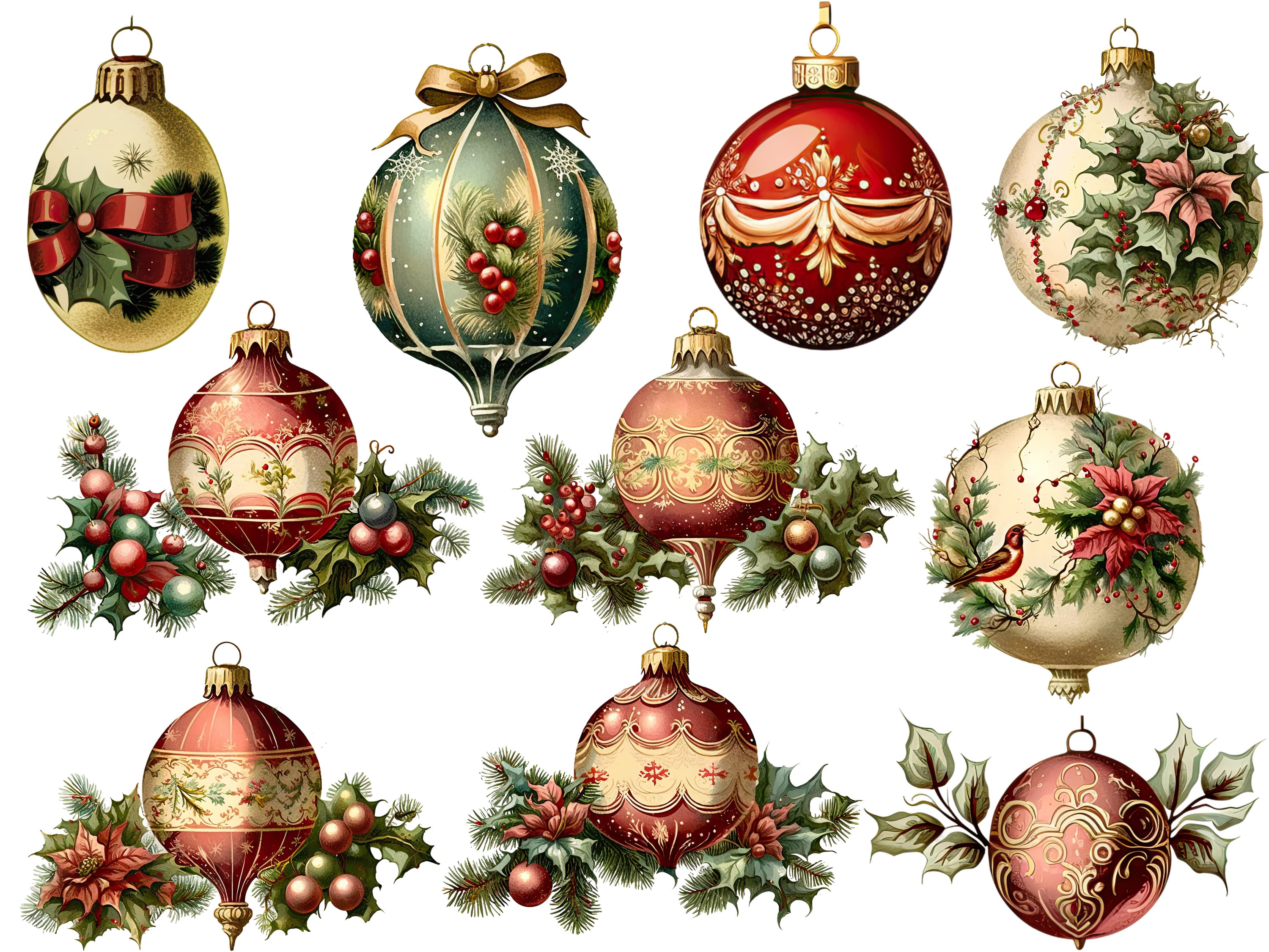93 Traditional Holiday Clip Art Bundle | Christmas Clipart Set | Trees ...