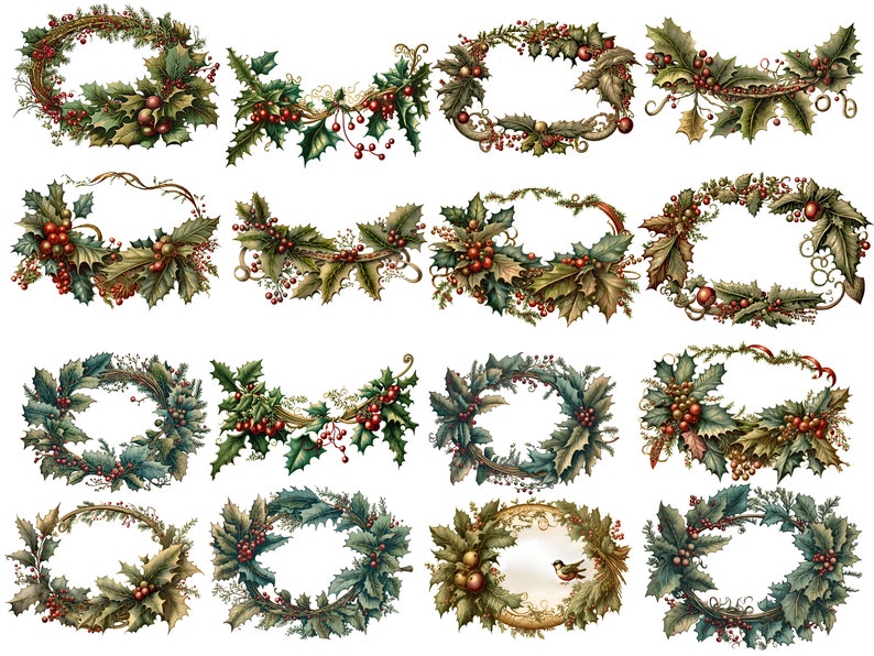 93 Traditional Holiday Clip Art Bundle | Christmas Clipart Set | Trees ...
