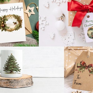 93 Traditional Holiday Clip Art Bundle | Christmas Clipart Set | Trees ...