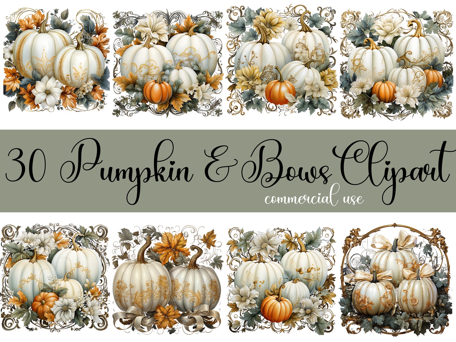 30 Pumpkin Clipart Bundle | Harvest Clipart | Commercial Use | PNG ...