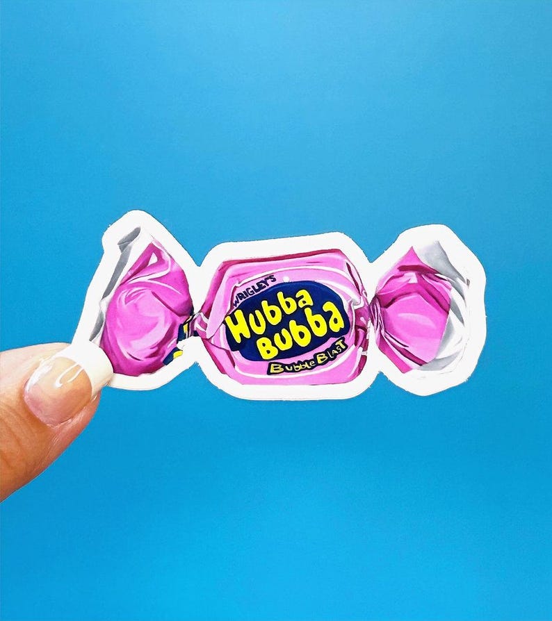 Pink Hubba Bubba Sticker - Retrobites by Anna Stark - Etsy