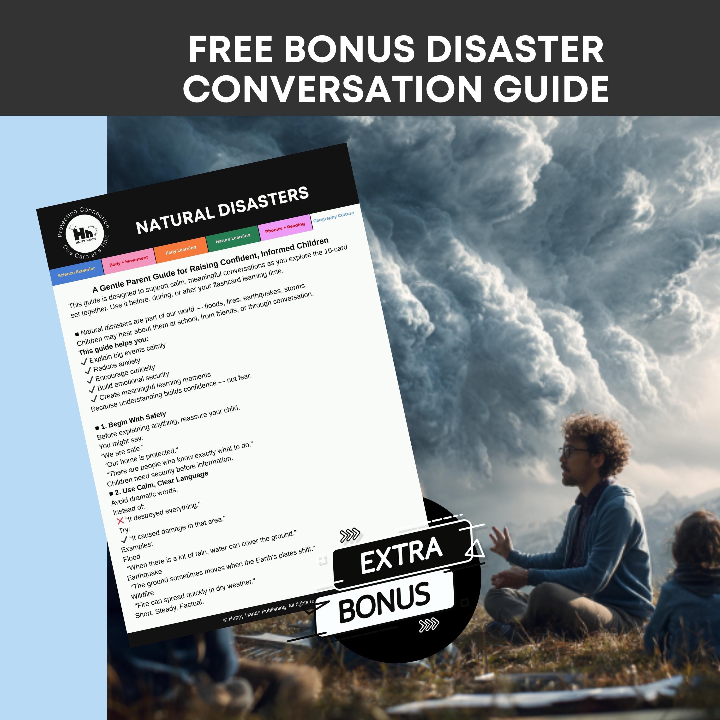 Natural Disasters Flash Cards + Calm Conversations Parent Guide ...